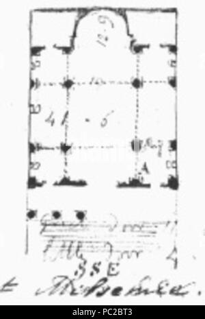 A schematic plan of the Temple at Musmiyeh, drawn by Ch. Barry in 1819 ...
