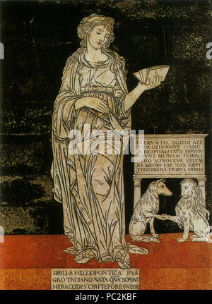 The 'Pavimento di Siena, Sibilla Ellespontica' represents a floor ...