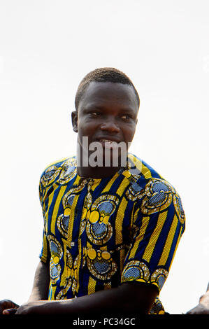 GANVIE, BENIN - JAN 11, 2017: Unidentified Beninese man sails in a ...
