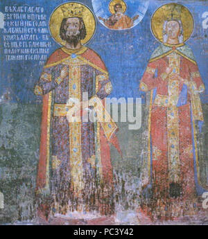 Lazar and Milica Ljubostinja is a medieval Serbian fresco depicting ...