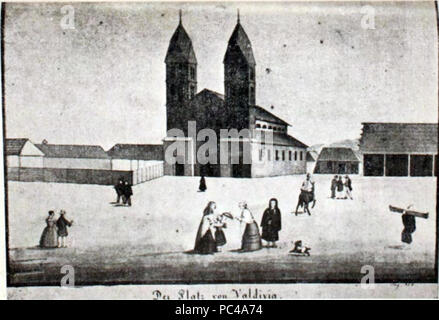 489 Plaza de armas Valdivia año 1755; Arms Square from Valdivia years ...