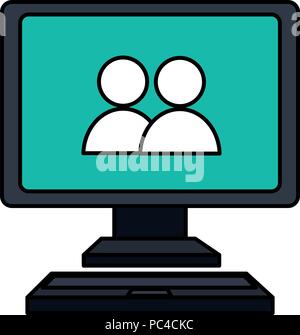 computer desktop with profiles silhouettes Stock Vector Image & Art - Alamy