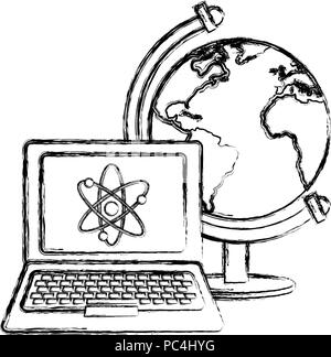 laptop with atom and planet earth Stock Vector Image & Art - Alamy