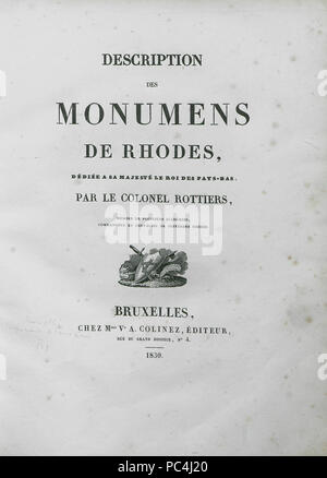 The title page of a work by Rottiers Bernard Eugène Antoine, published ...