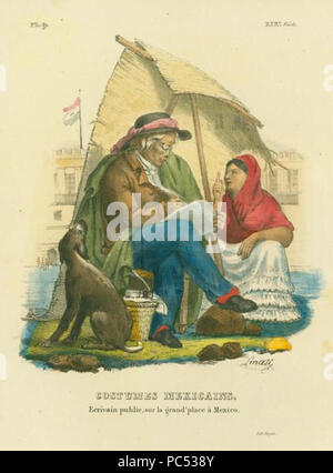 Ecrivain public sur la grand place a Mexico, painted by Claudio Linati ...