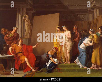 Zeuxis choosing his models for the image of Helen from among the girls ...