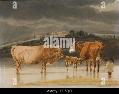 Wilhelm von Kobell’s painting 'Rinderherde am seichten Isarufer ...