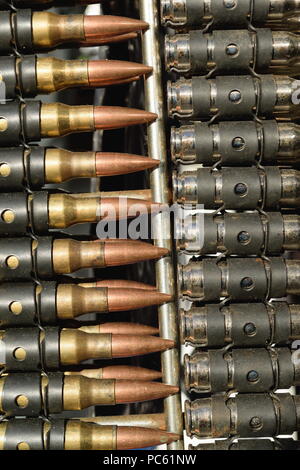 Machine gun bullets in belt fed through gun. War and Peace Revival ...