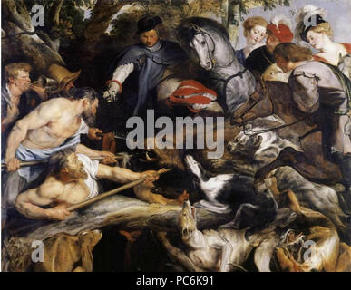 Peter Paul Rubens' 'La Chasse au loup et au renard' depicts a dynamic ...