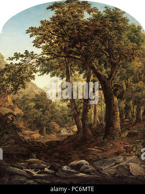A landscape painting by Thomas Addison Richards depicting the serene ...