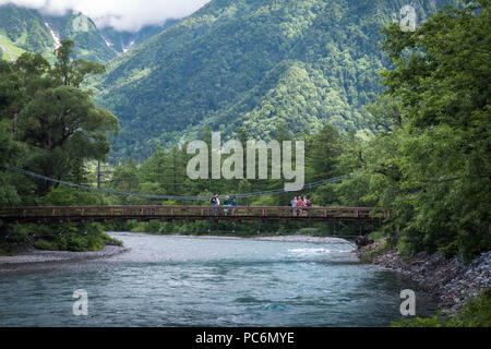 Kappa-bashi bridge in Kamikochi Stock Photo - Alamy