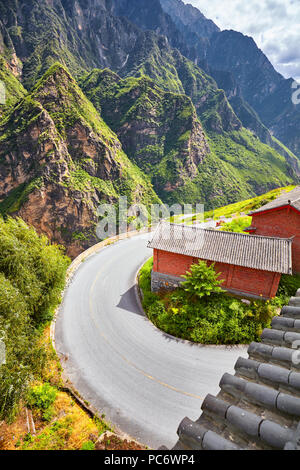 Scenic mountain road sharp turn, China Stock Photo - Alamy
