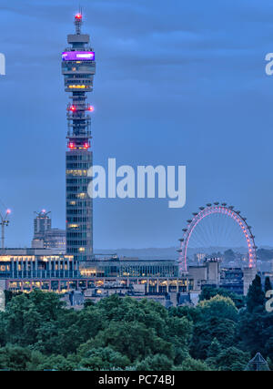 aerial view of the BT Tower in Fitzrovia, London, England, UK Stock ...