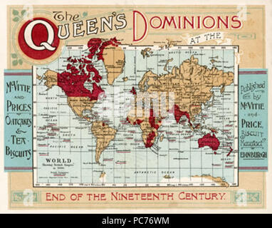 Map showing the British Empire coloured in red Date: circa 1880 Stock ...