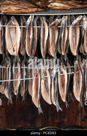 A kipper fish (smoked herring) being smoked in a smoker Stock Photo - Alamy