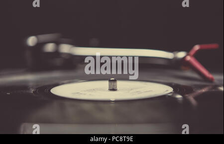 Old DJ playing music on a turntable isolated on white background Stock ...
