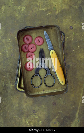 Vintage scissors in small pocket in tailor mat Stock Photo - Alamy