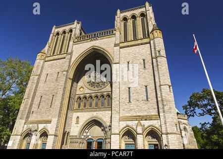 Christ Church stone building with turret and cross - structure is ...