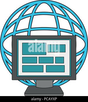computer monitor with sphere browser vector illustration design Stock ...