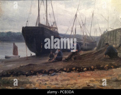 'Ships at Low Tide' by William Edward Norton captures a coastal scene ...