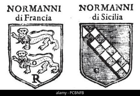 Duchy of Normandy and House of Hauteville coats of arms Stock Photo - Alamy