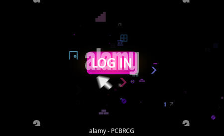 3d illustration of an oval rosy log in icon in the black background ...
