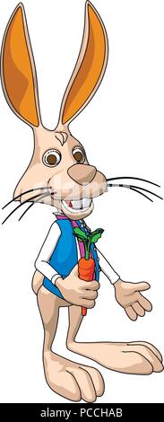 Cute bunny isolated on white background in flat style. Funny cartoon ...