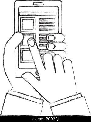 hands with tablet device and document file vector illustration design ...