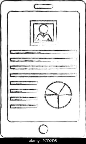 tablet device with document file and statistics pie graph vector ...