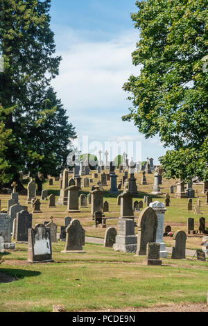 Graves in the cemetery at Kirriemuir in Scotland. A place to go an ...