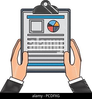 hands with checklist and document statistics vector illustration design ...