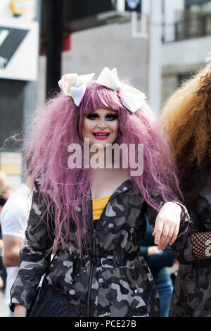 Glamorous drag queen artist at the 2018 Liverpool Pride Festival Stock ...