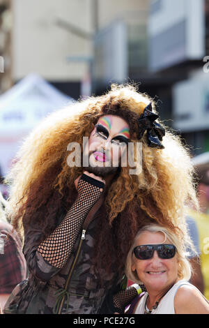 Glamorous drag queen artist at the 2018 Liverpool Pride Festival Stock ...