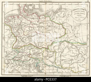 The 1832 Delamarche Map of Germany in Roman Times illustrates the ...