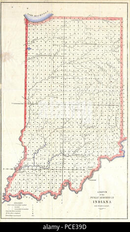 1850, Public Survey Map of Indiana Stock Photo - Alamy
