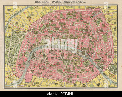 The 1920 Leconte Pocket Map of Paris offers a detailed representation ...