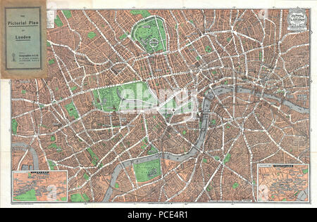 A 1923 Geographica pocket map of London, England, illustrating the city ...