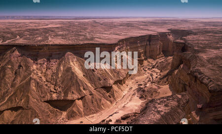 Aerial of a sandstone canyon, Namibe (Namib) desert, Iona National Park, Namibe, Angola, Africa ...