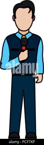 color man reporter with hairstyle and elegant clothes Stock Vector ...