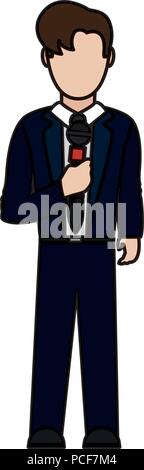 color elegant man reporter with hairstyle and clothes Stock Vector ...