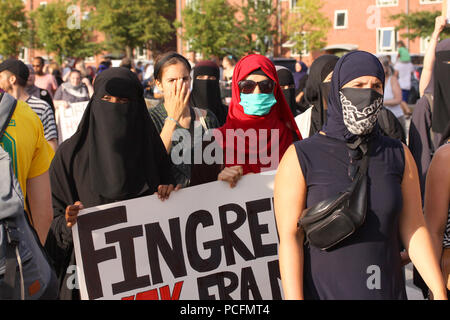 Copenhagen, Denmark - August 1, 2018: Muslim women protest at ...