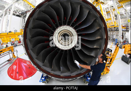 The Rolls Royce XWB engine assembly line at the Rolls-Royce's aero ...