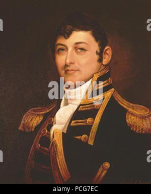 A historical portrait of Captain Isaac Hull, a prominent U.S. Navy ...