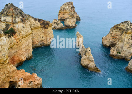 Portugal, region of the Algarve, Lagos: la Ponta da Piedade, cliffs and ...