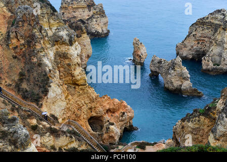 Portugal, region of the Algarve, Lagos: la Ponta da Piedade, cliffs and ...