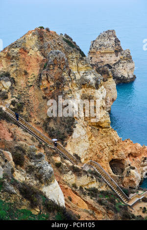 Portugal, region of the Algarve, Lagos: la Ponta da Piedade, cliffs and ...