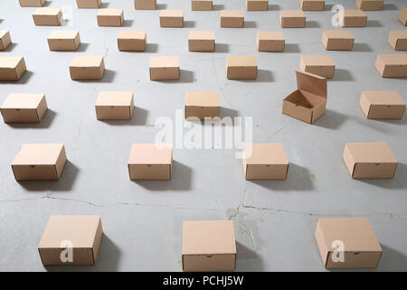 geometry packing boxes on the floor Stock Photo - Alamy