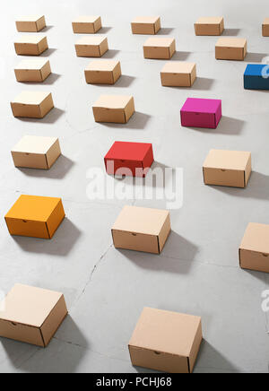 geometry packing boxes on the floor Stock Photo - Alamy