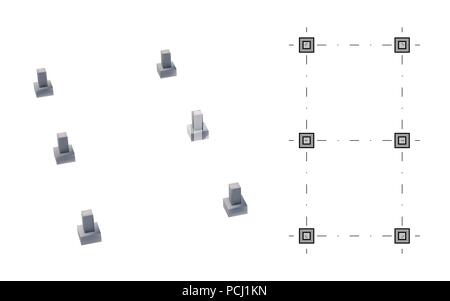 Blueprint image pad foundation. Concrete structure. Vector illustration ...