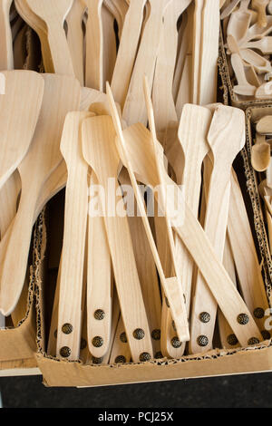 Set of tea spoons made of wood Stock Photo - Alamy